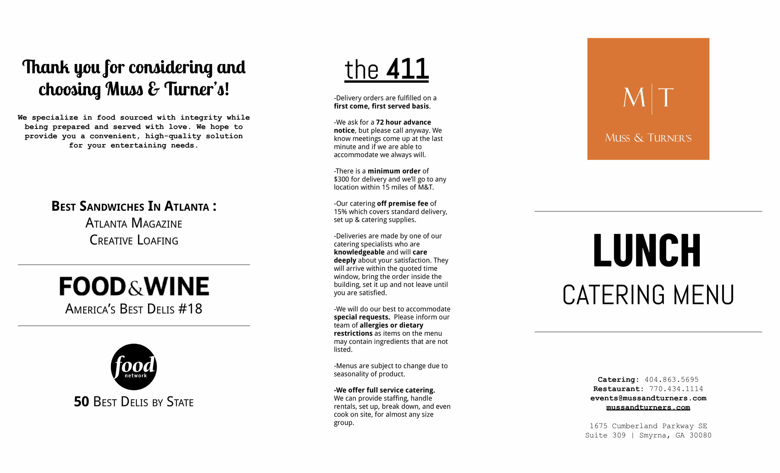 Lunch Delivery & Pick Up - Muss & Turners